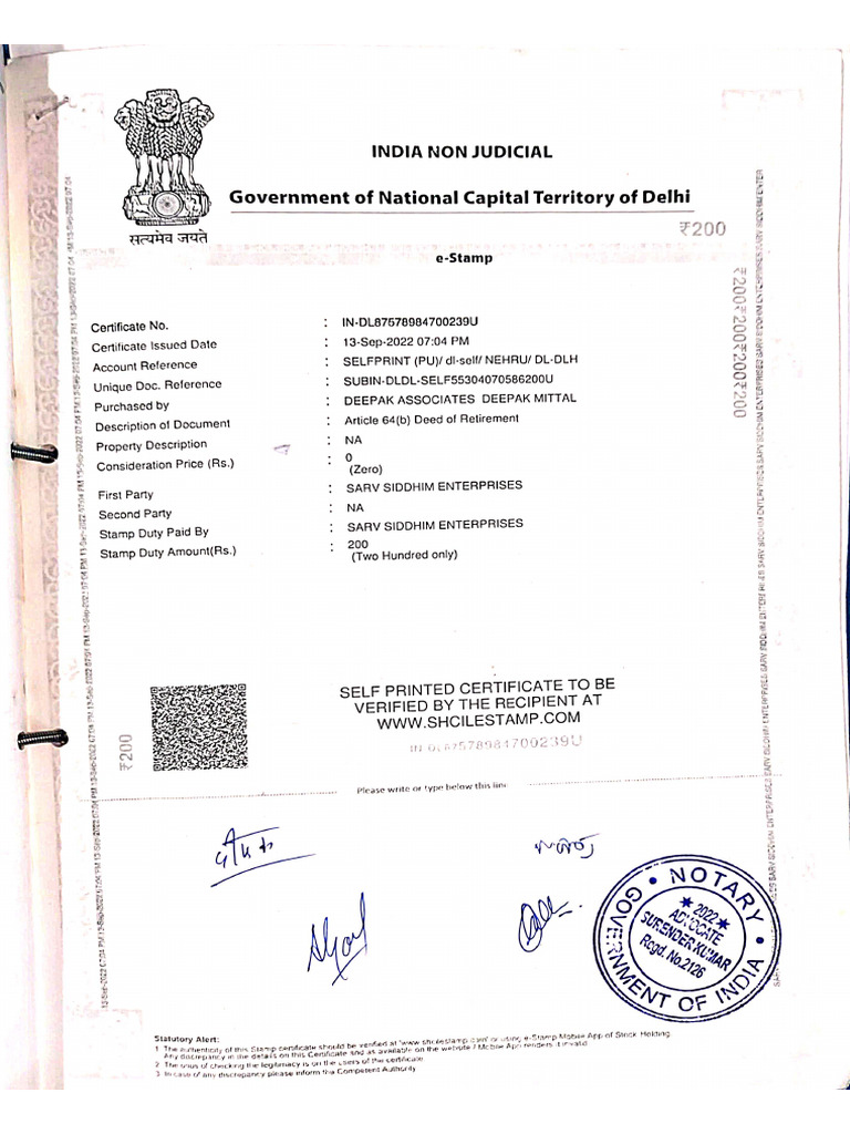Deed of Retirement | PDF