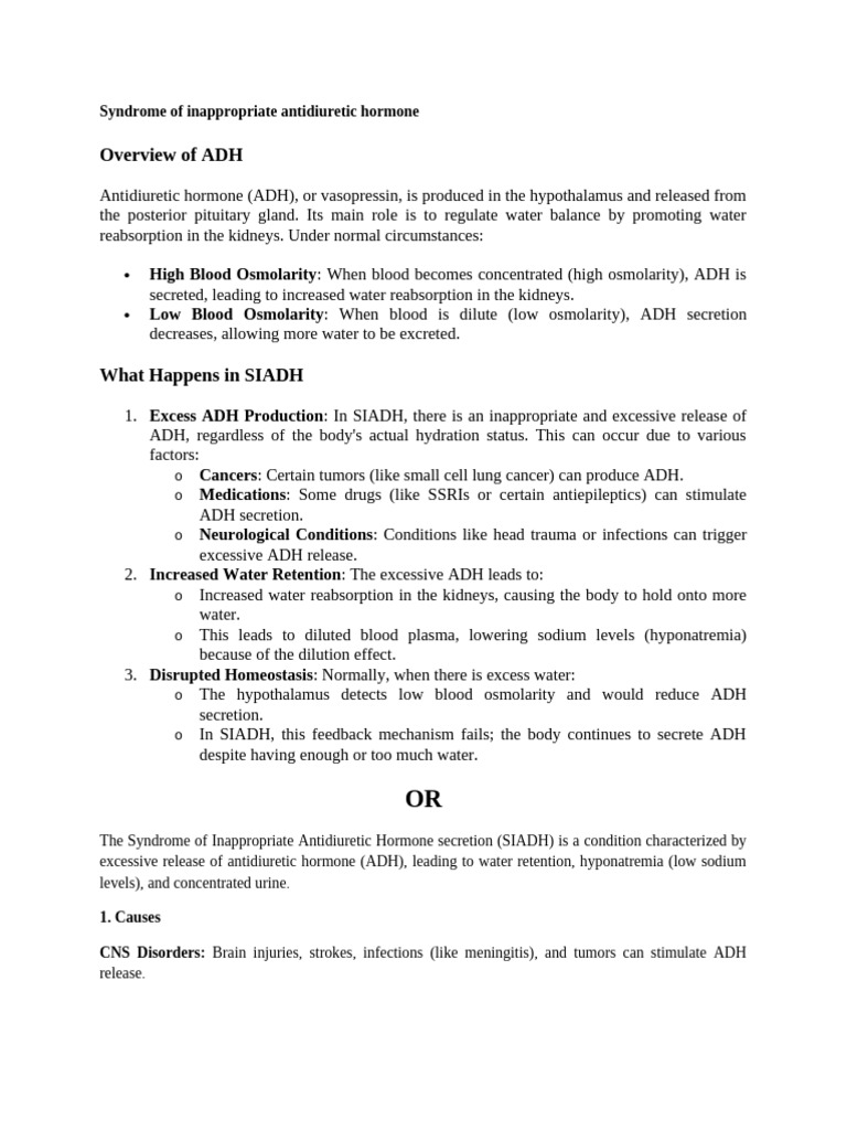 Understanding SIADH and Its Causes | PDF | Clinical Medicine ...