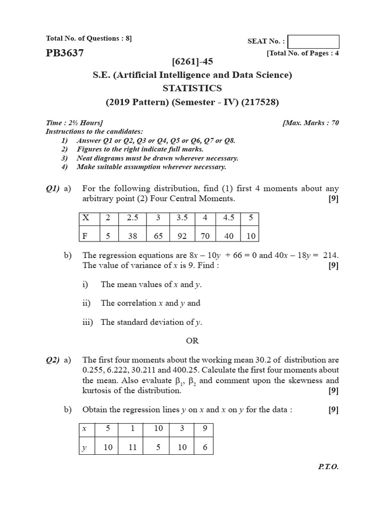 Pages From S.E (2019 PATTERN) | PDF | Standard Error | Statistical Models
