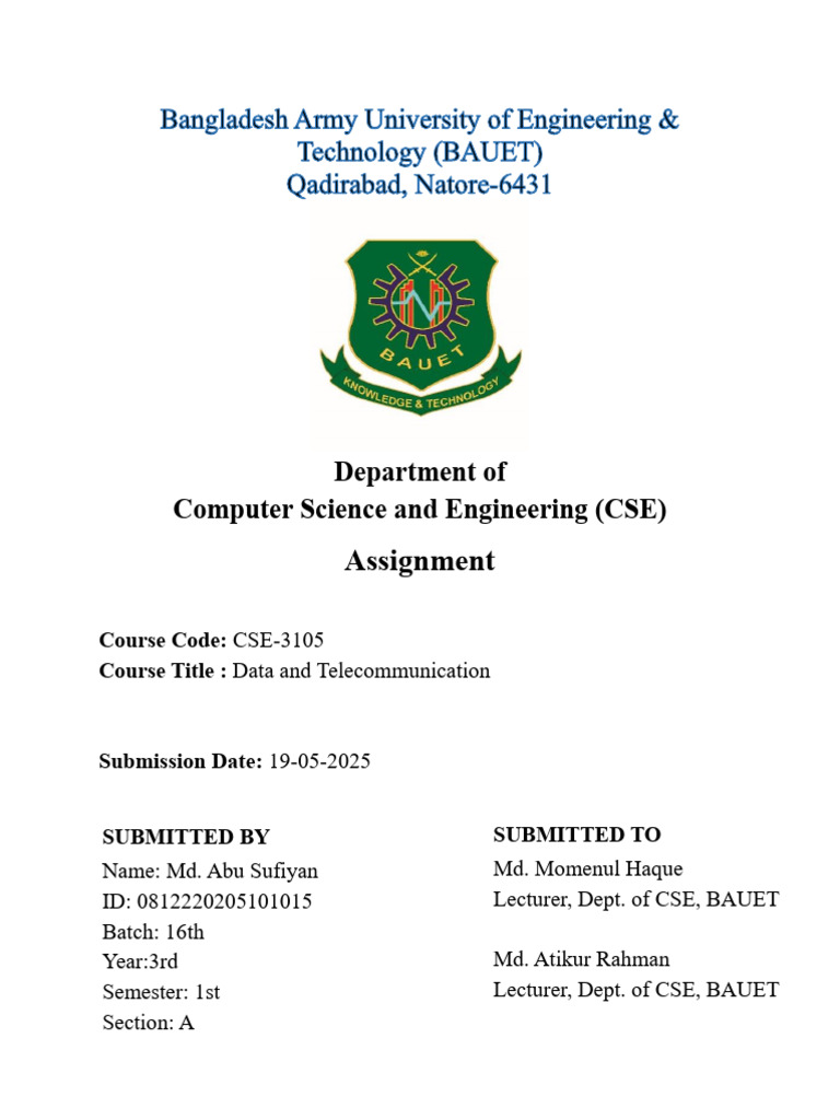 DT Assignment Cover | PDF