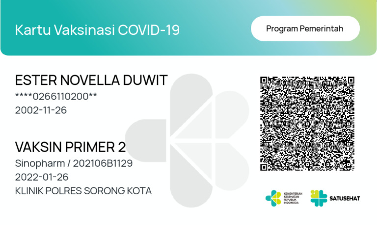 Vaccine Certificate Dose 2 Ester Novella Duwit 65 | PDF