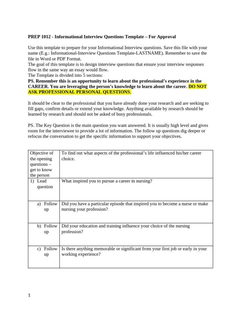 Approved Interview Questions - A | PDF | Nursing | Interview