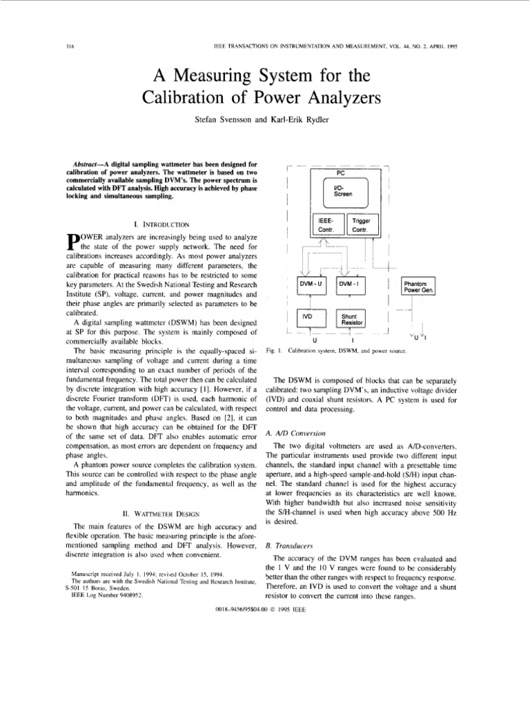 A Measuring System For The Calibration of Power Analyzers | PDF ...