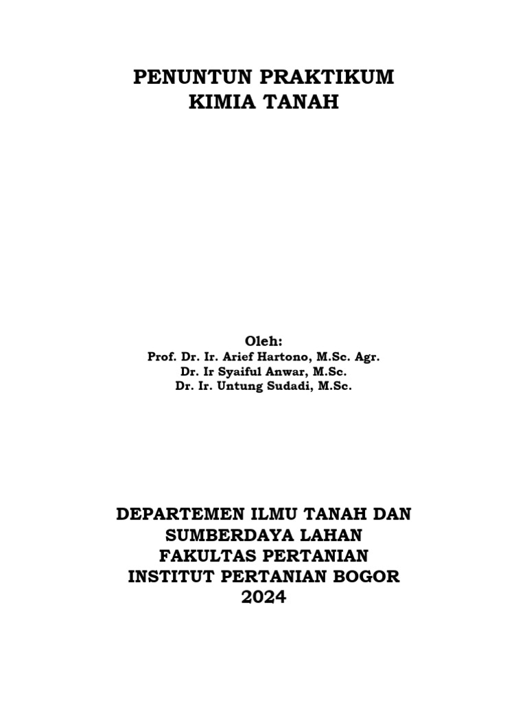 Penuntun Praktikum Kimia Tanah 2024 | PDF