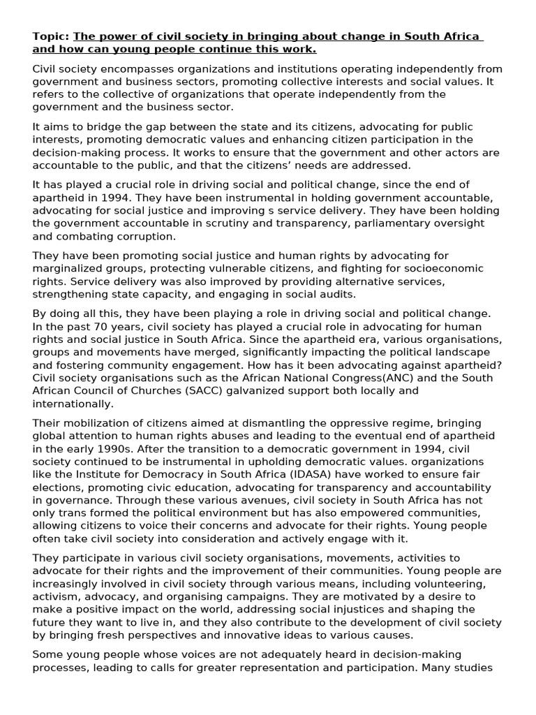 The3 Power of Civil Society in Bringing About Change | PDF | Civil Society | Governance