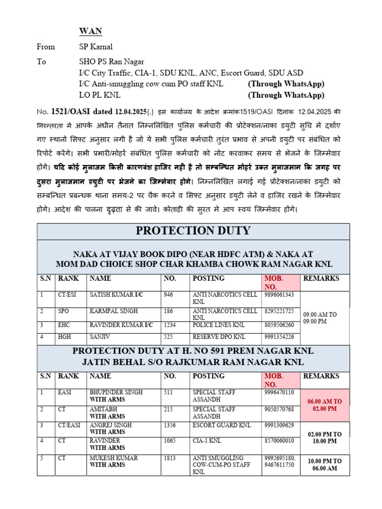 Revise Protection Duty. | PDF