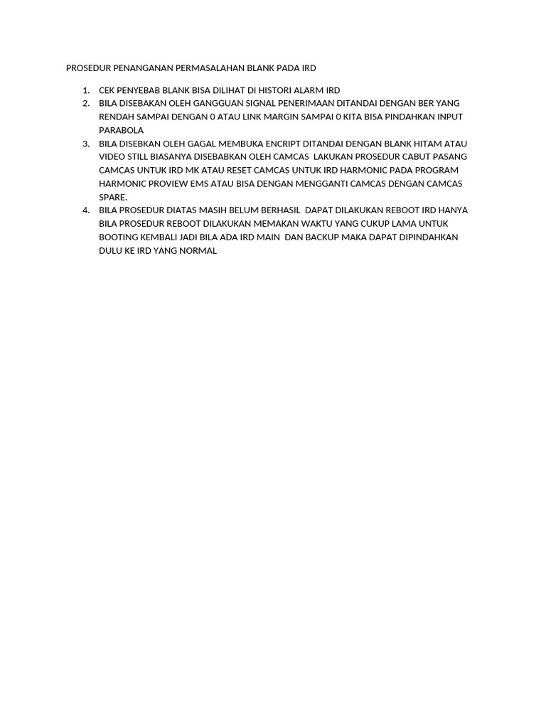 Prosedur Penanganan Permasalahan Blank Pada Ird | PDF