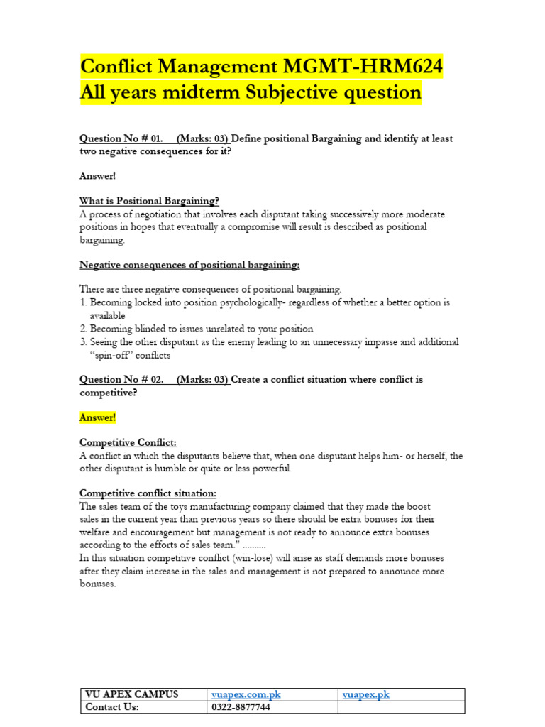 Understanding Positional Bargaining in Conflict | PDF | Alternative ...