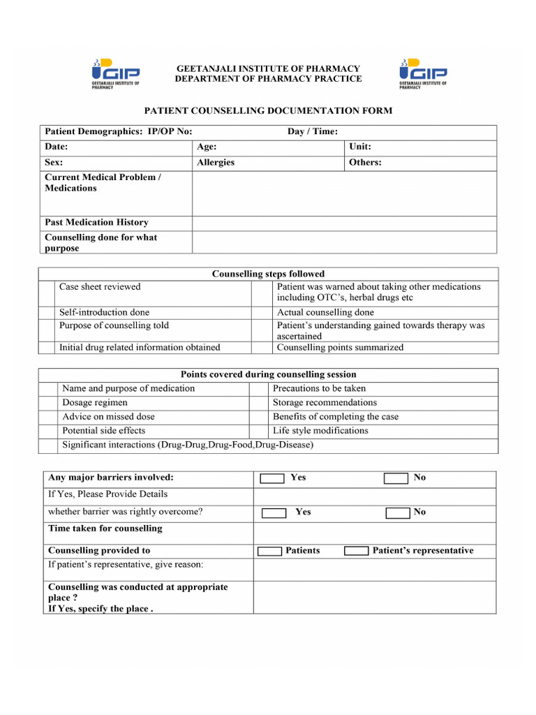 Patient Counselling Form | PDF