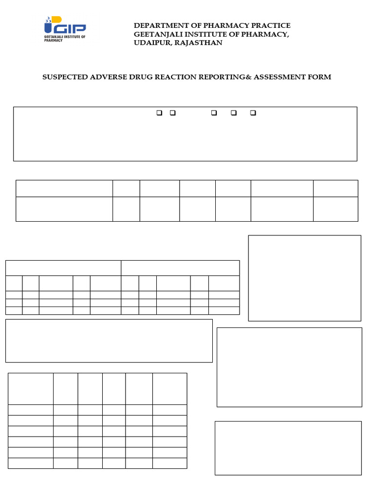 Adverse Drug Reaction Reporting Form | PDF | Adverse Effect | Chemistry
