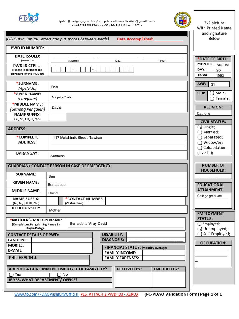 PC-PDAO (PWD Validation Form (04!11!2024) | PDF | Disability | Social ...
