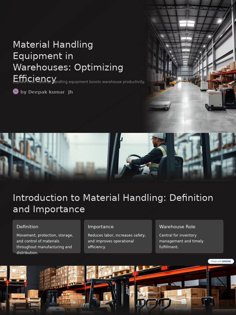 Material Handling Equipment in Warehouses Optimizing Efficiency | PDF ...