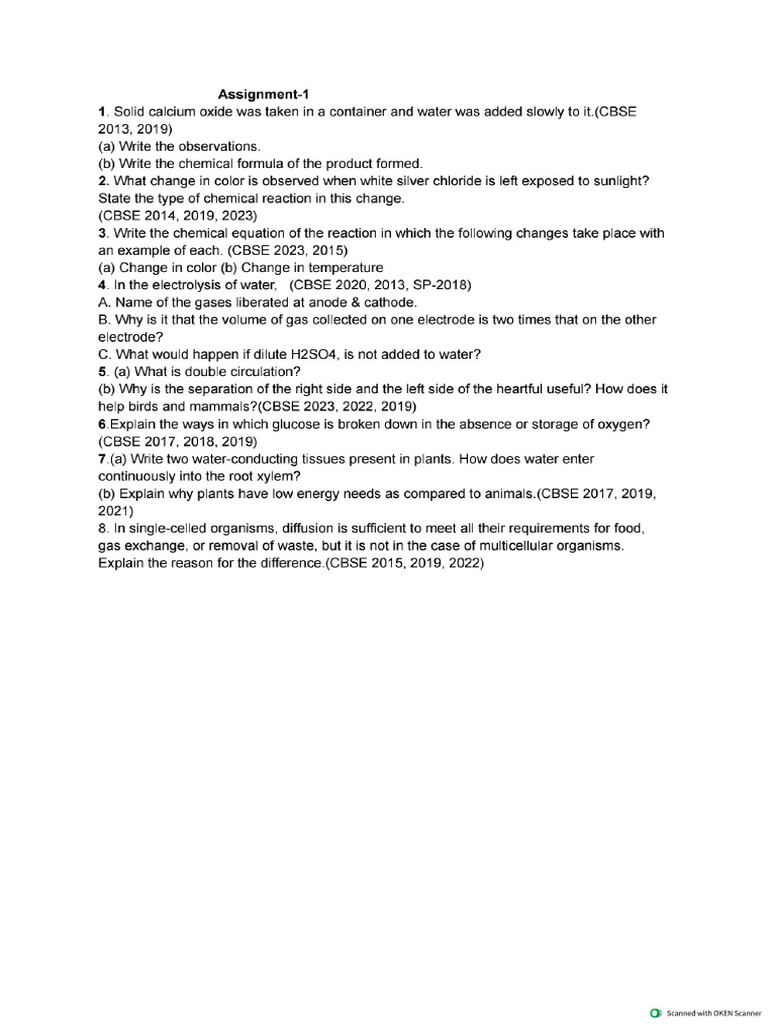 Assignment Class 10 | PDF