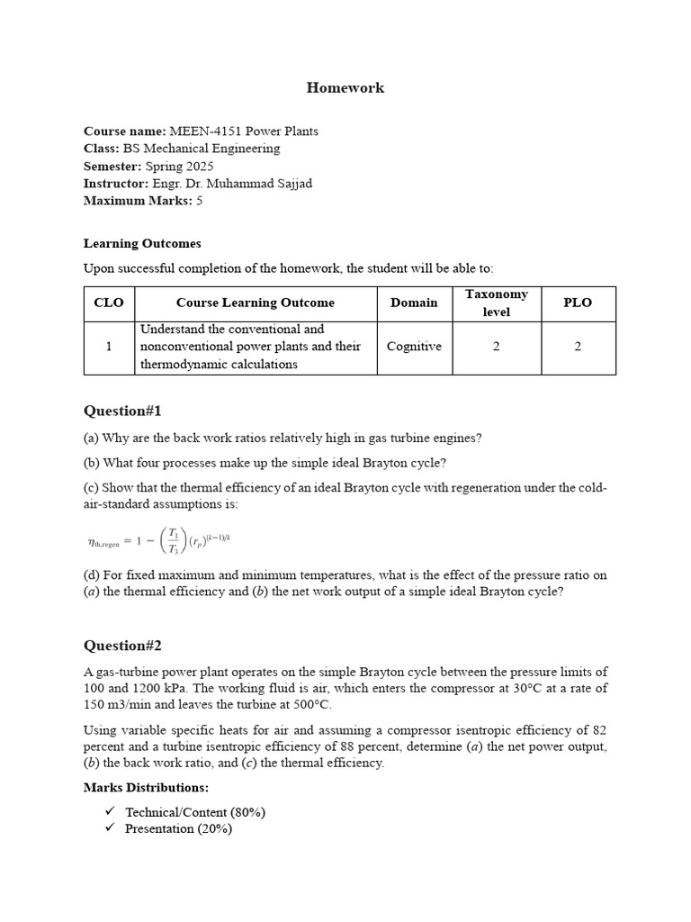 Homework_Power Plants | PDF