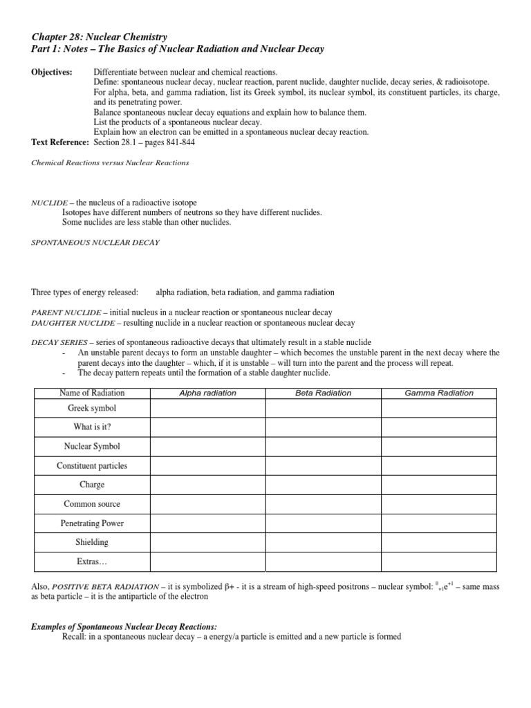 Nuclear Chemistry Notes | PDF | Radioactive Decay | Nuclear Physics