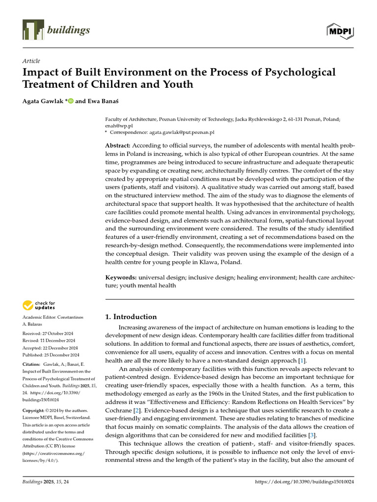 Built Environment's Role in Youth Therapy | PDF | Psychotherapy ...