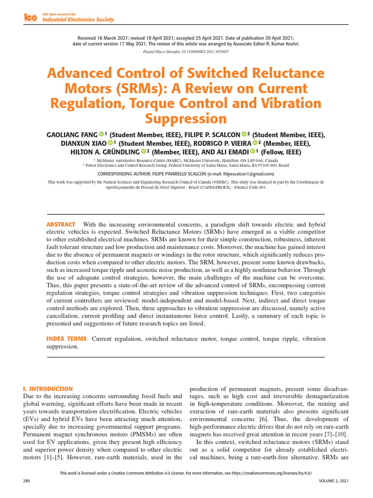 Advanced Control of Switched Reluctance Motors SRM | PDF | Control Theory | Electric Motor