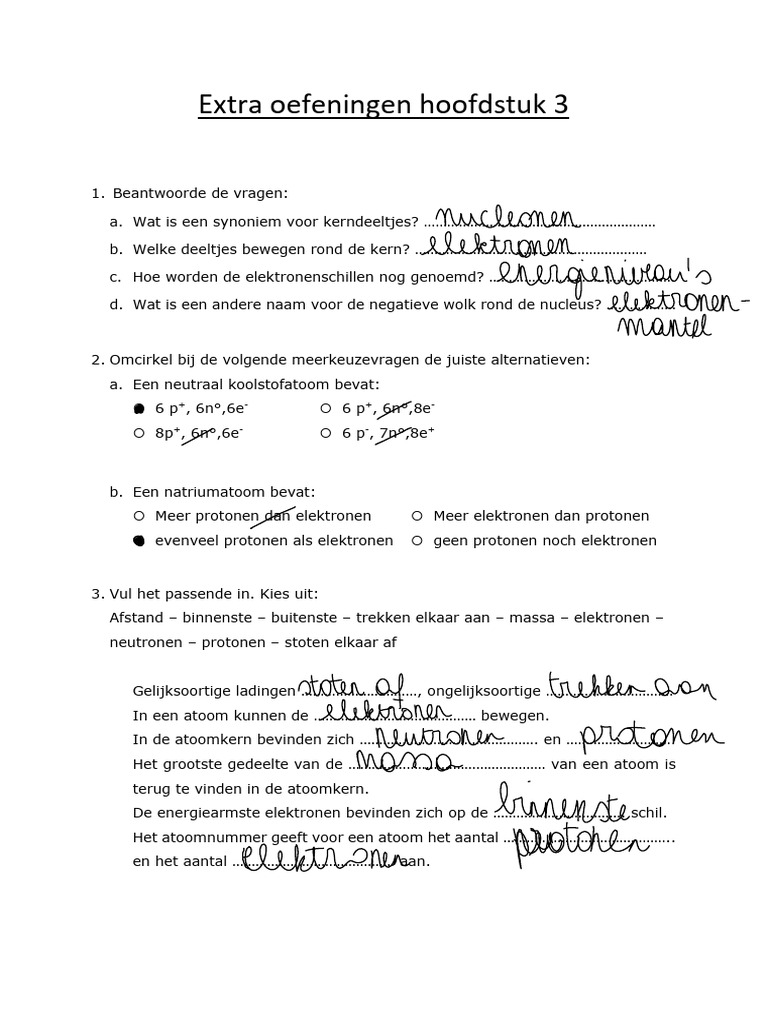 Extra Oefeningen Hoofdstuk 3 | PDF