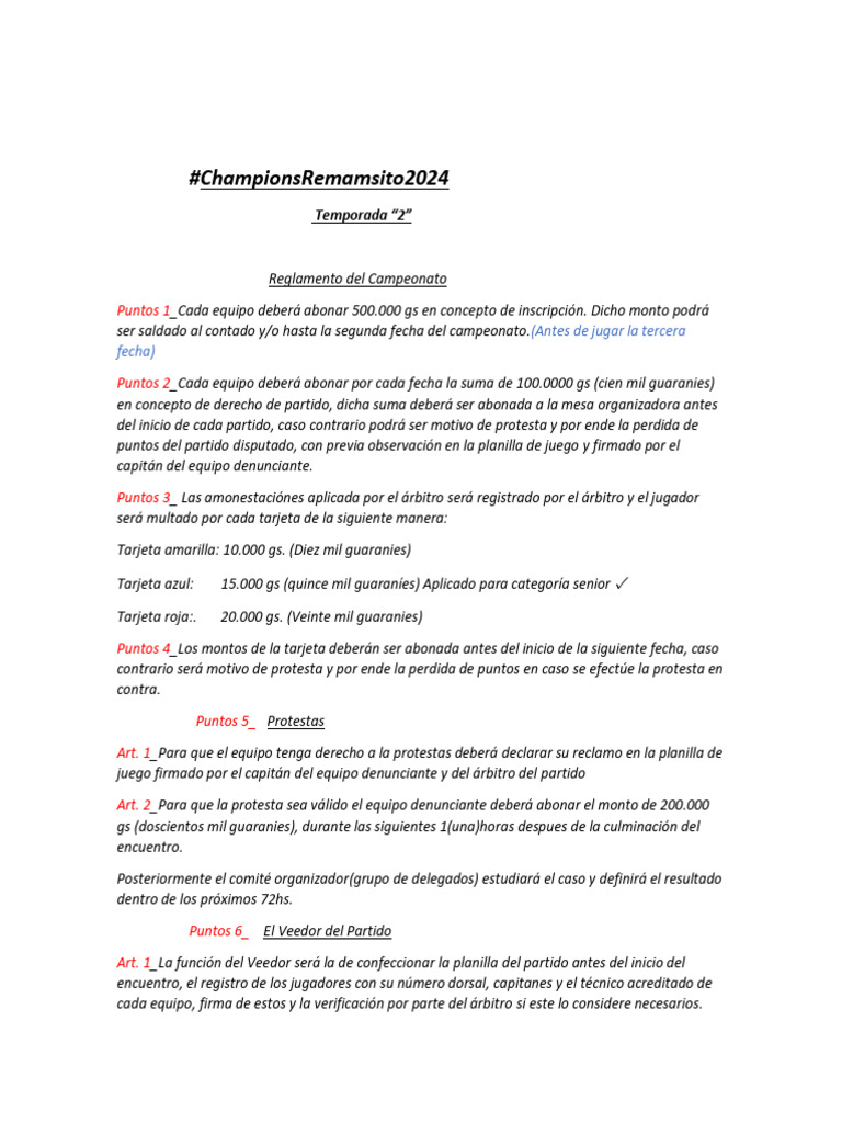 Reglamento 2024 | PDF | Árbitro