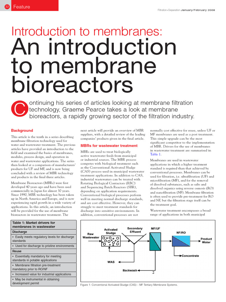 Introduction to membranes - an introduction to membrane bioreactors | PDF | Membrane | Sewage ...