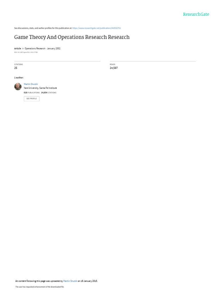 Game Theory and Operations Research Research | PDF | Game Theory ...