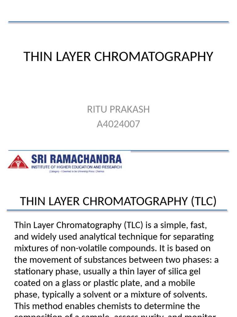 Thin Layer Chromatography PPT | PDF | Thin Layer Chromatography ...