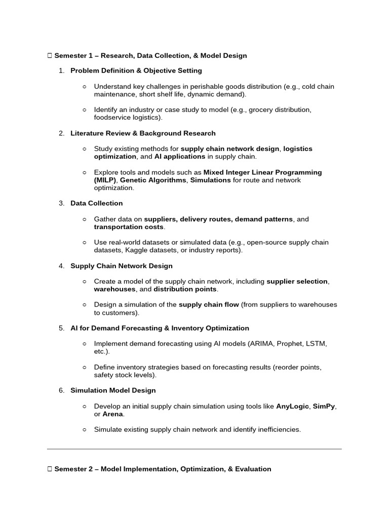 ? Semester 1 - Research, Data Collection, & Model Design | PDF | Supply ...