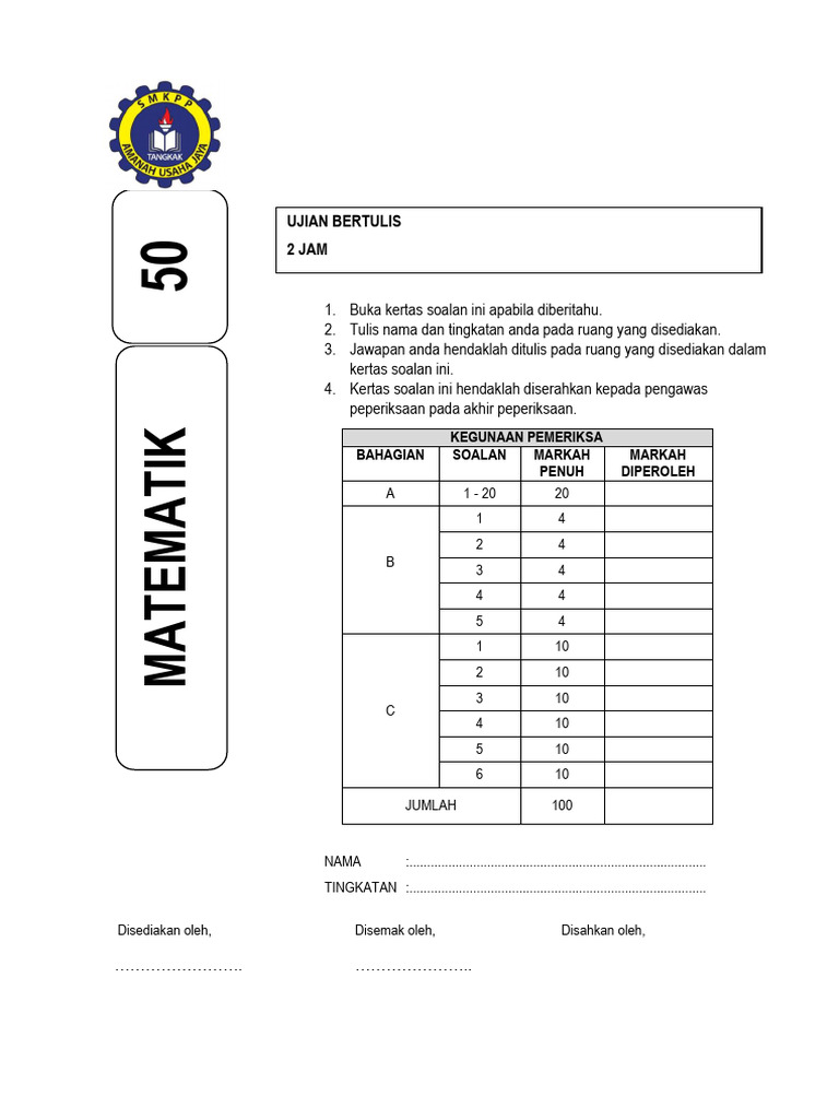 Skema PPT Maths T3 2025 | PDF