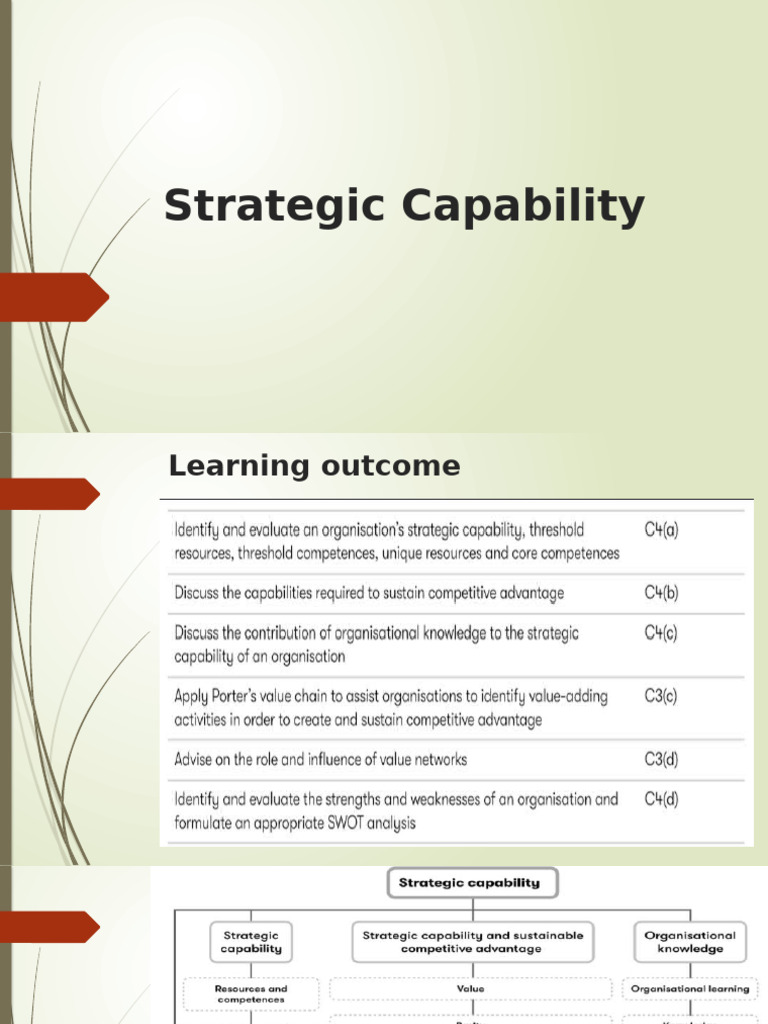 5. Strategic Capability prez | PDF | Competitive Advantage | Swot Analysis