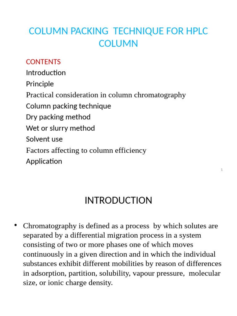 Column Packing Techniqe For HPLC Column | PDF | Chromatography | High ...