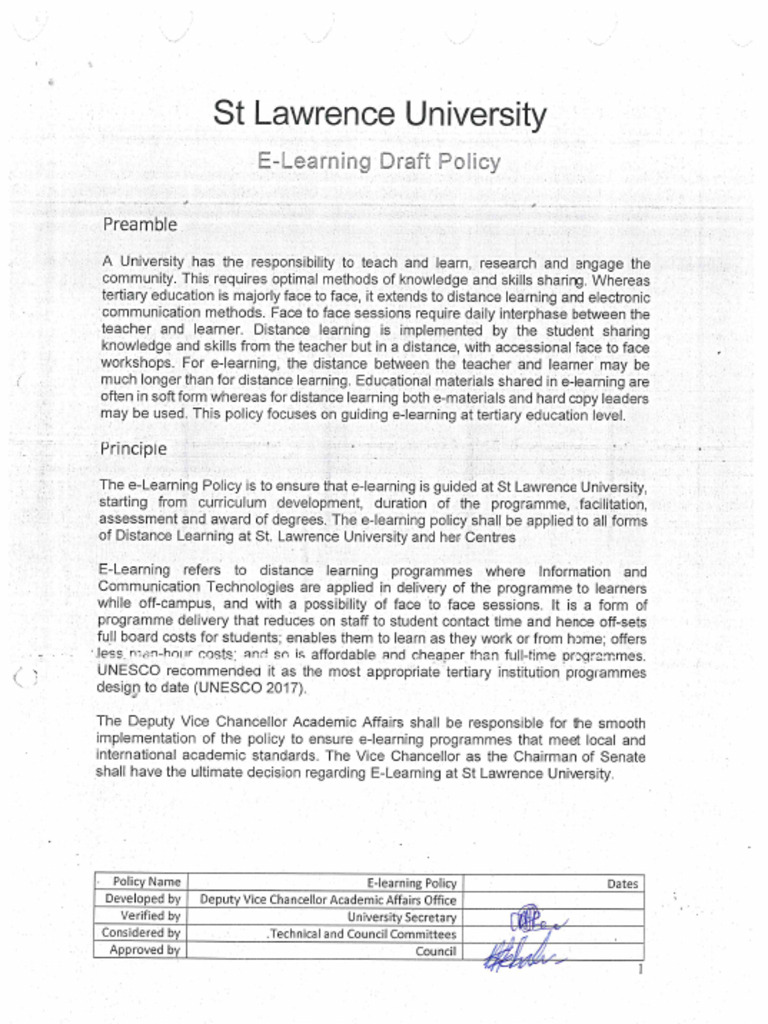 E-Learning Draft Policy | PDF