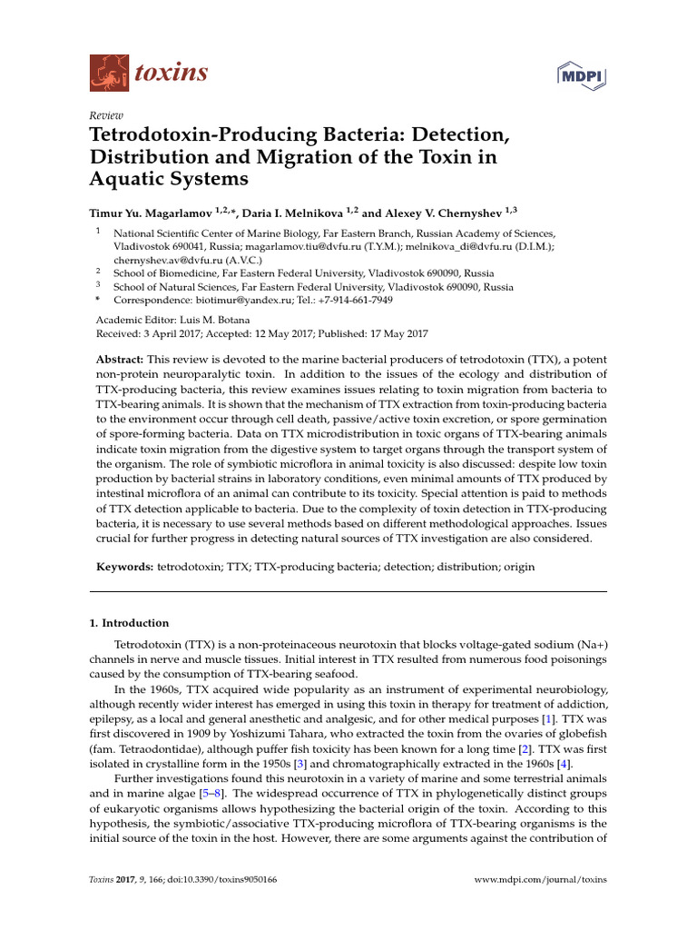 Tetrodotoxin-Producing Bacteria - Detection, Distribution and Migration of The Toxin in Aquatic ...