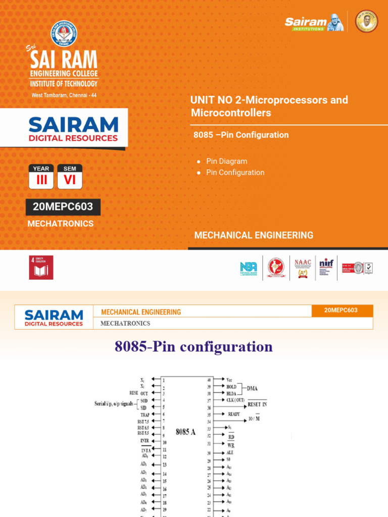 2.3 Pin Configuration of 8085 | PDF | Electrical Engineering | Computer Engineering