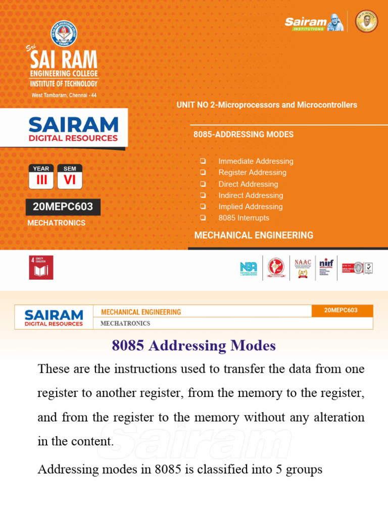2.4 addressing modes of 8085 | PDF | Integrated Circuit | Computer Architecture