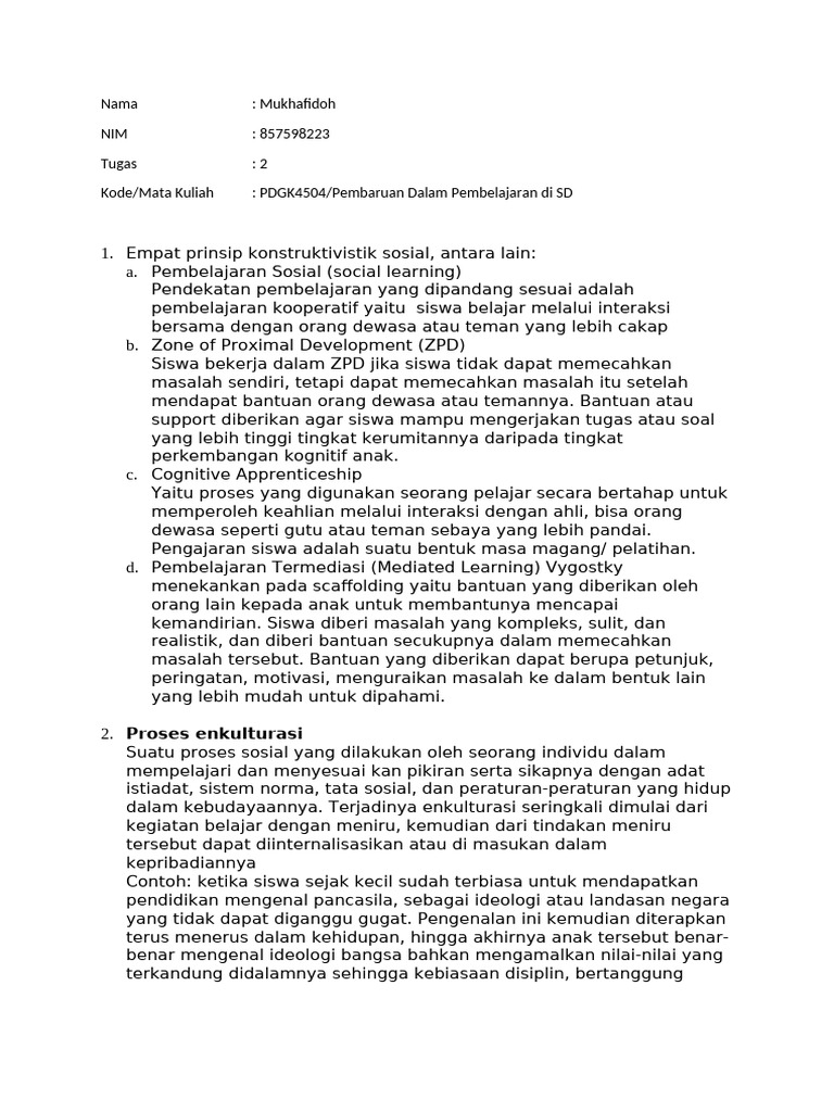 Tugas 2 PDGK4504-Pembaruan Dalam Pembelajaran di SD | PDF
