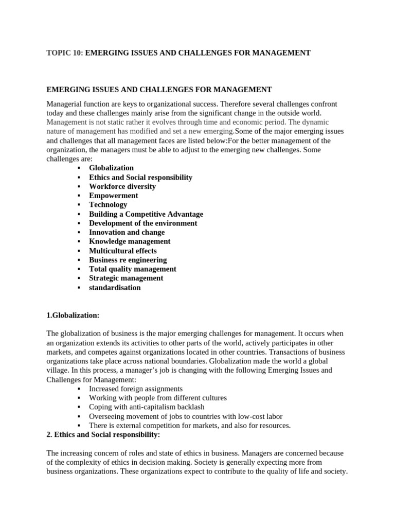 Emerging Challenges in Management Today | PDF | Strategic Management ...