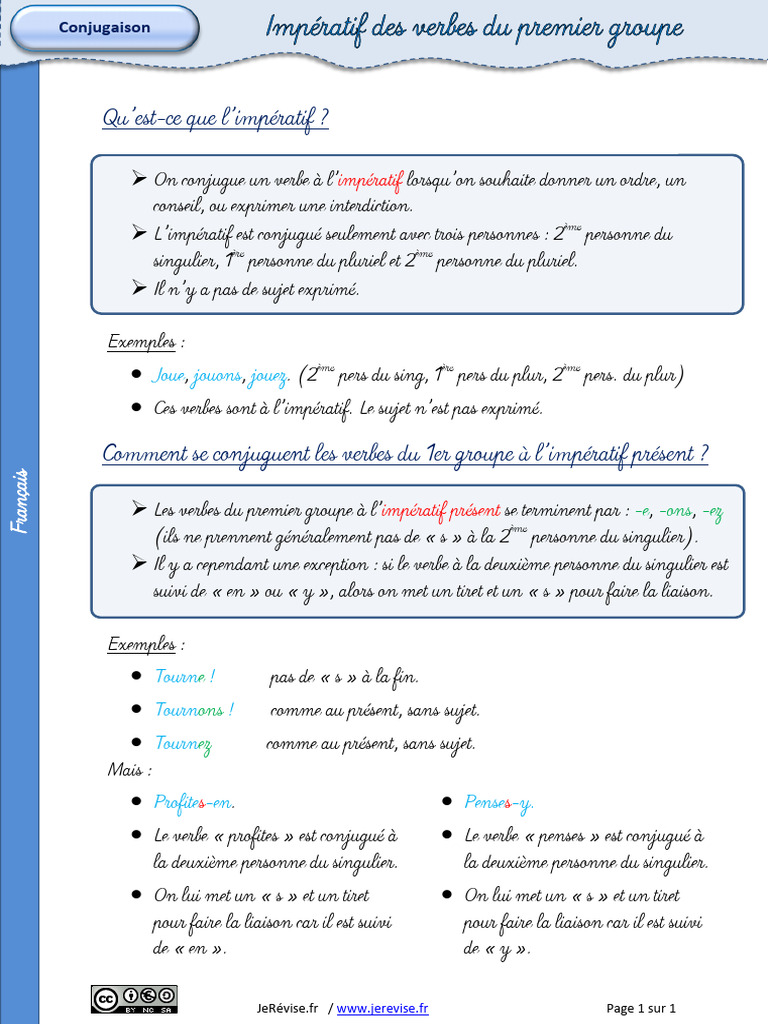 Conjugaison des verbes à l'impératif | PDF