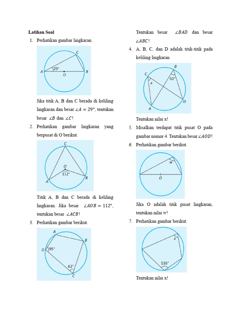 Latihan Soal Lingkaran 1 | PDF
