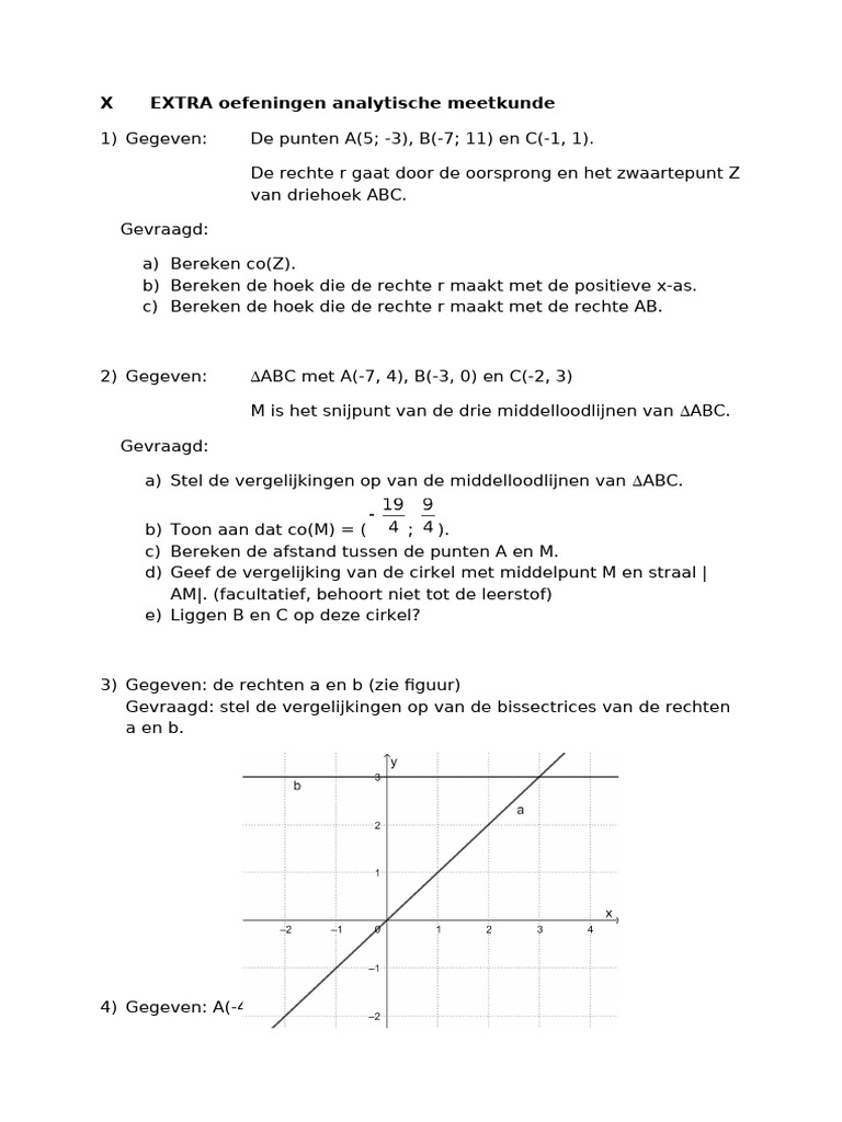 Extra Oefeningen Analytische Meetkunde | PDF