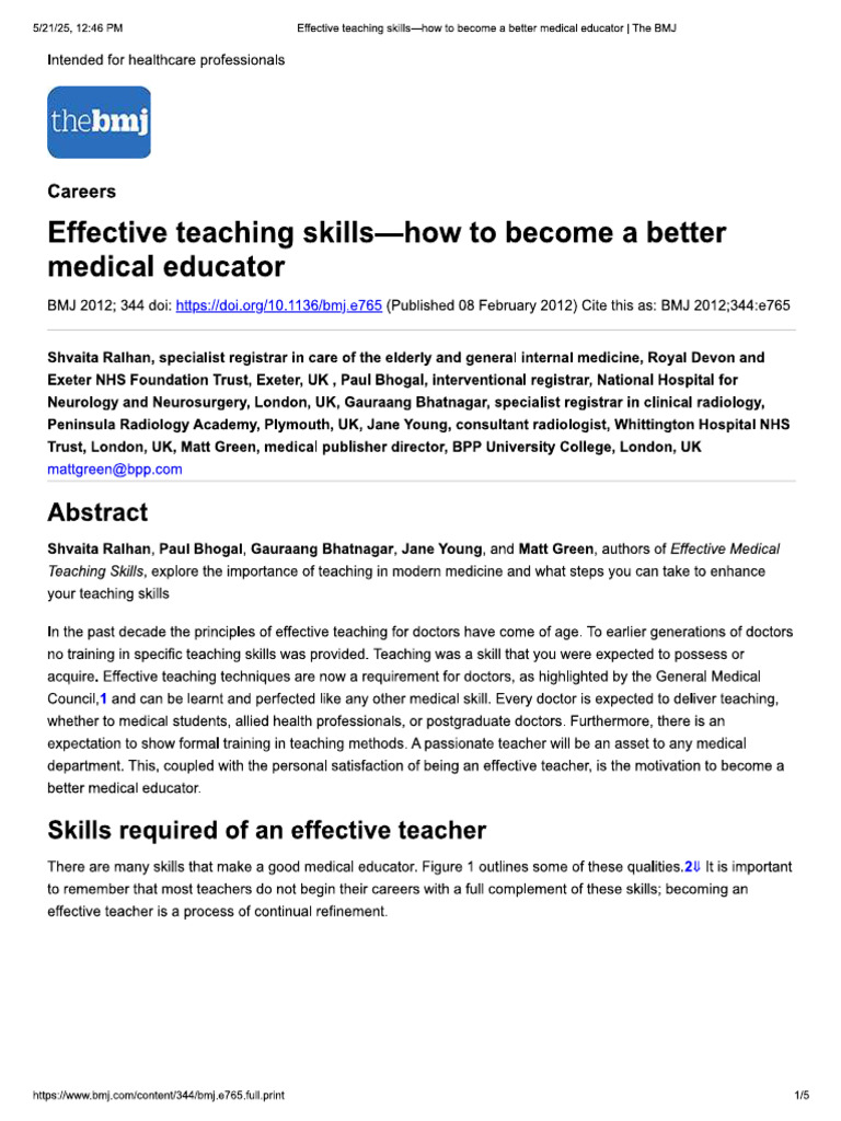 How To Become A Better Medical Educator | PDF