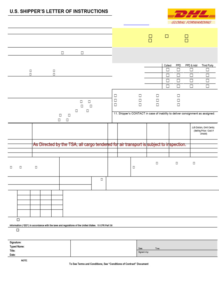 JAS Shippers Letter of Instruction | PDF | Business