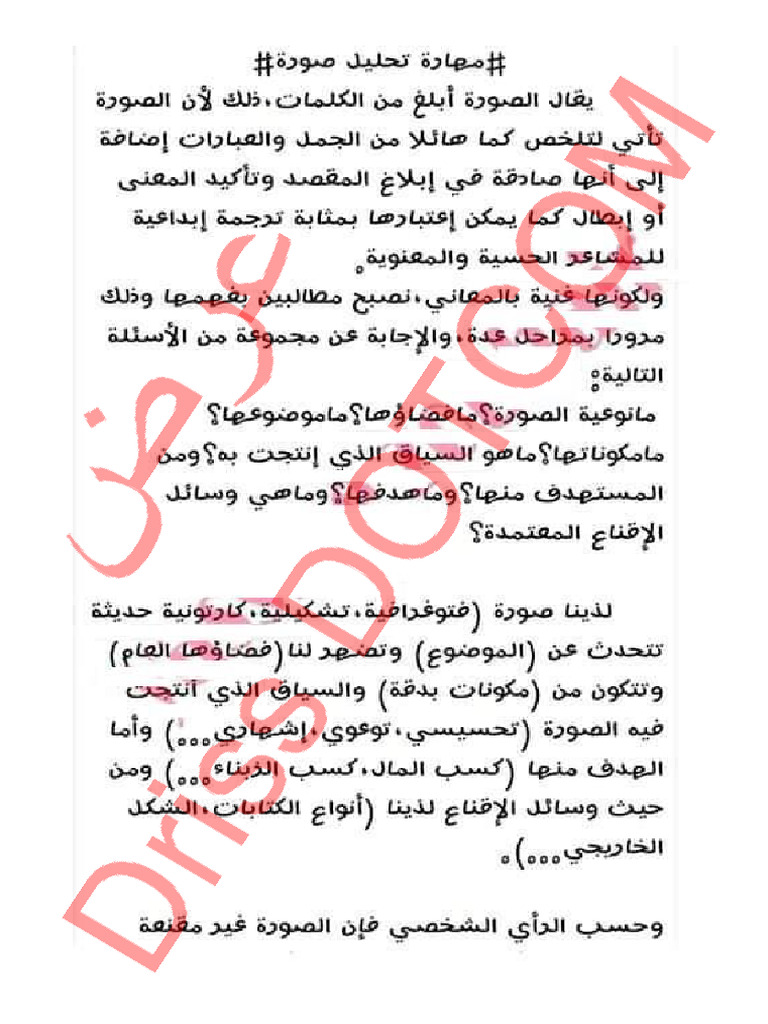 منهجية تحليل صورة '' Driss DOTCOM '' | PDF