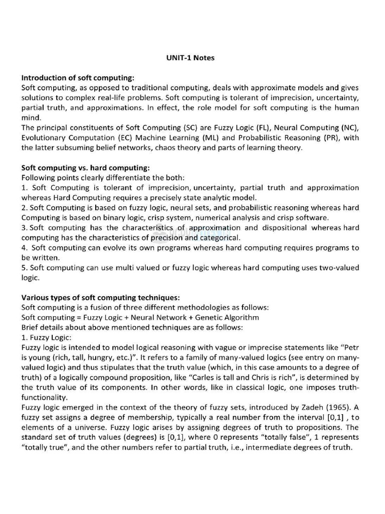 SC UNIT-1 Part 1 | PDF