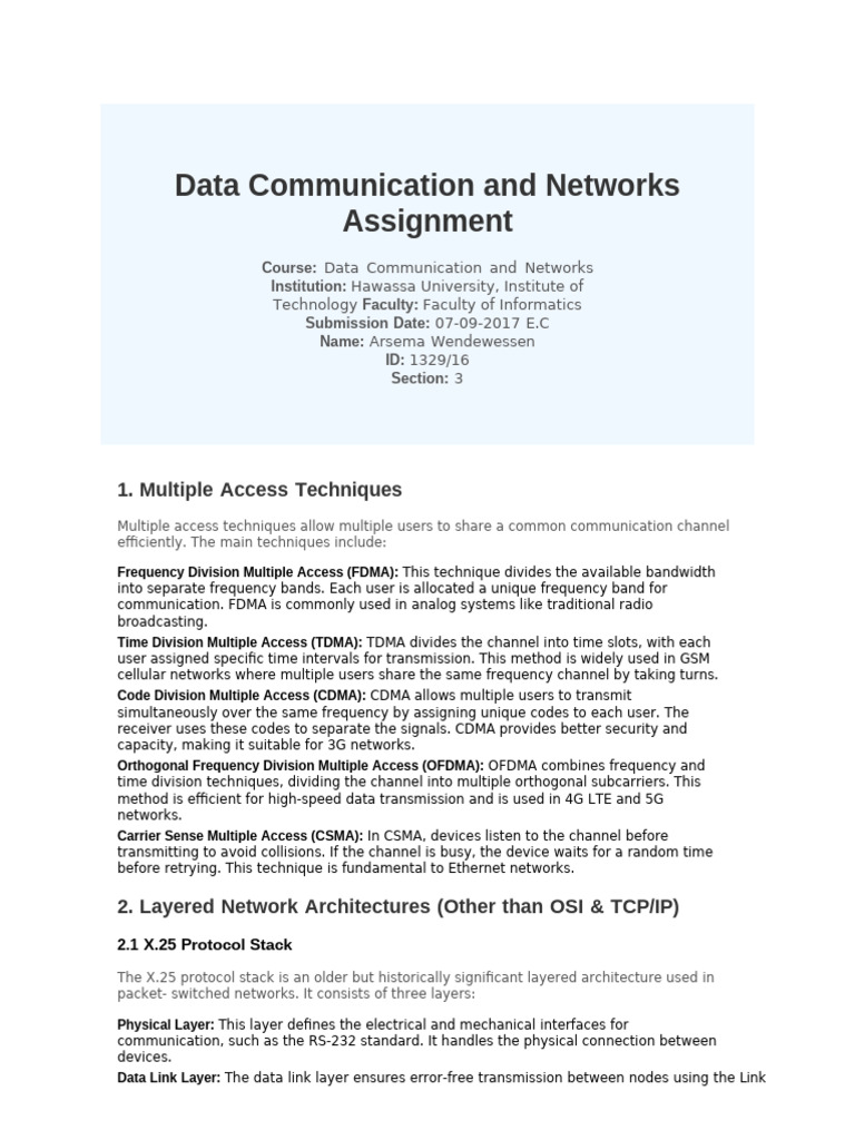 Data Communication And Networks Pdf Channel Access Method