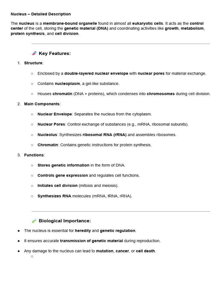 Nucleus - Detailed Description | PDF