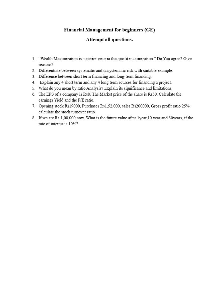 Financial Management Basics for Beginners | PDF
