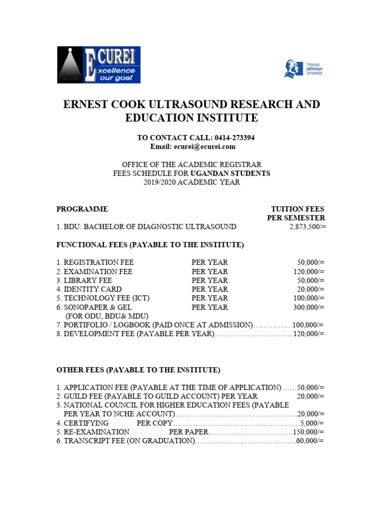 ECUREI Tuition Fees Schedule 2019/2020 | PDF
