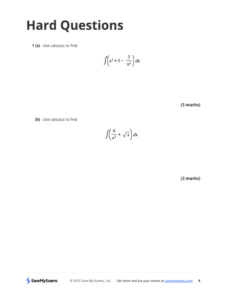 Integration Worksheet | PDF