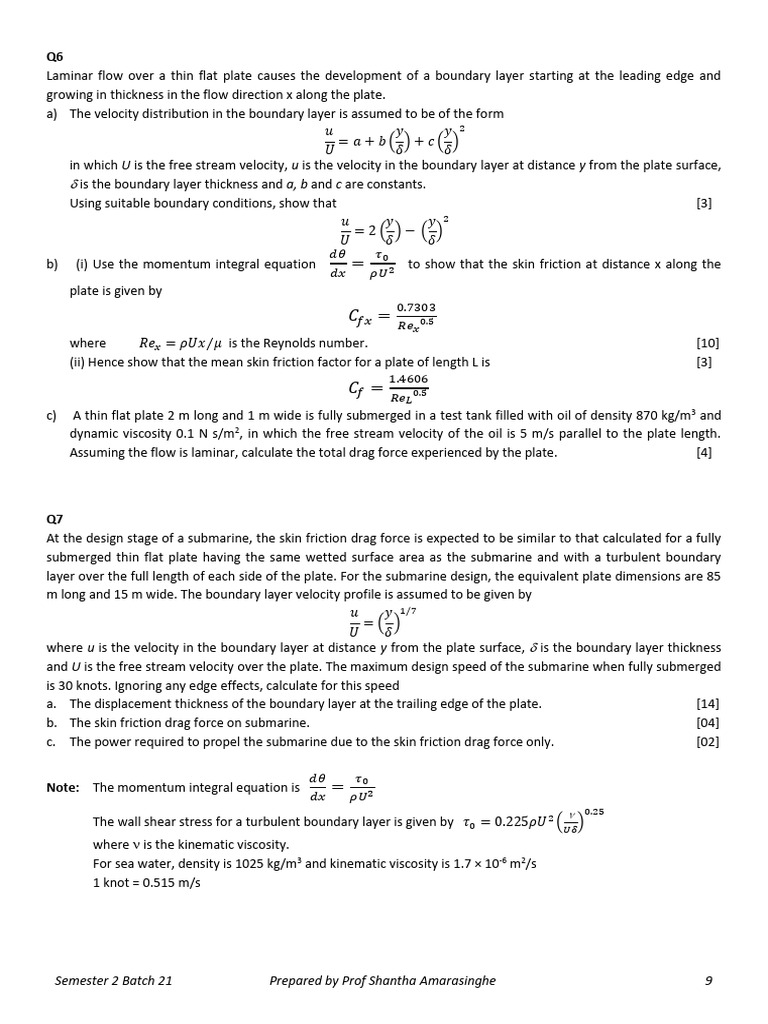 Boundary Layer Tute 2 | PDF | Boundary Layer | Fluid Dynamics