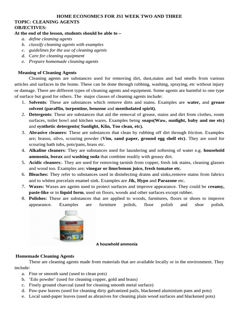 Cleaning Agents | PDF | Materials | Chemical Substances